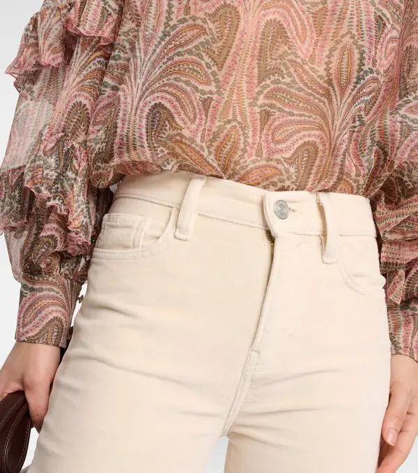 FRAME Le High Flare Velveteen Jeans - White