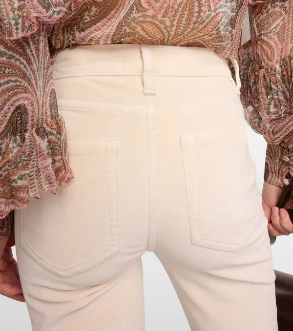 FRAME Le High Flare Velveteen Jeans - White