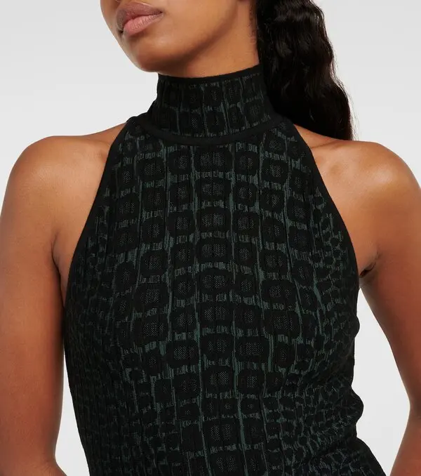 Alaïa Croc-effect Halterneck Bodysuit