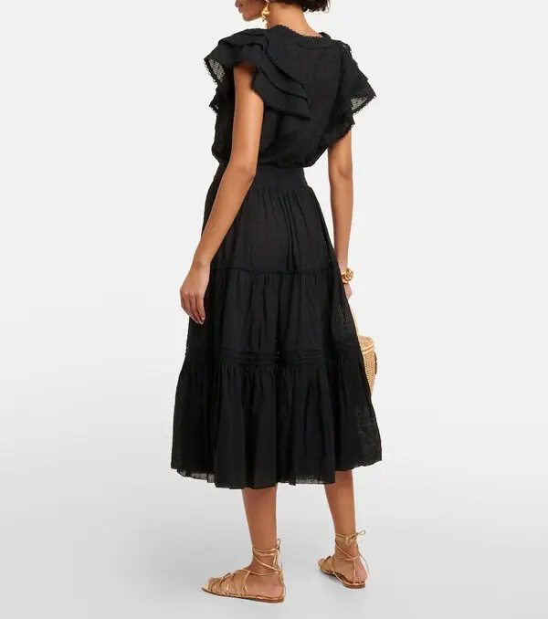 Poupette St Barth Brie Cotton-blend Midi Skirt