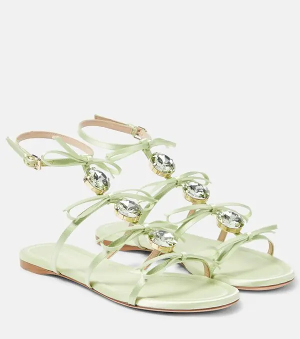 Giambattista Valli Embellished Satin Sandals - Green