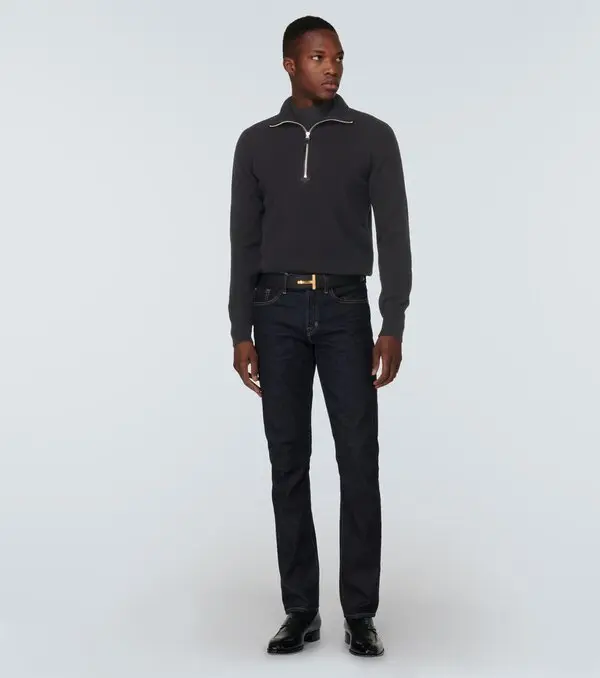 TOM FORD Wool And Cashmere-blend Half-zip Sweater