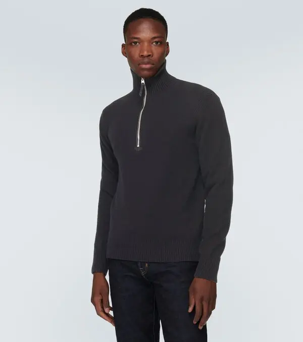 TOM FORD Wool And Cashmere-blend Half-zip Sweater