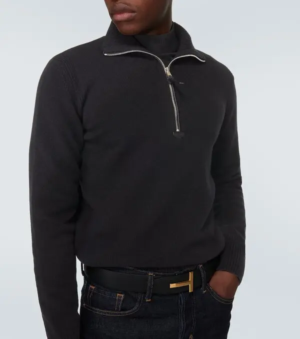 TOM FORD Wool And Cashmere-blend Half-zip Sweater