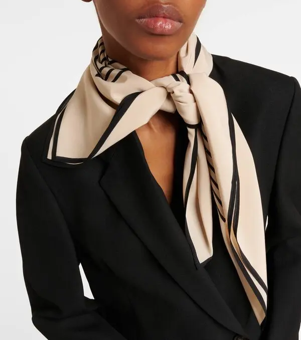TOTEME Monogram Silk Twill Scarf - Beige