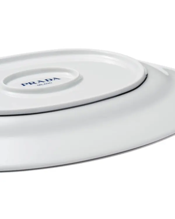 Prada Small Porcelain Plate With Checkerboard Motif