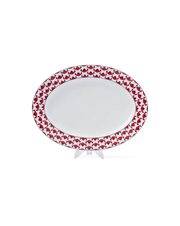 Prada Large Porcelain Serving Plate Vienna Red - Black