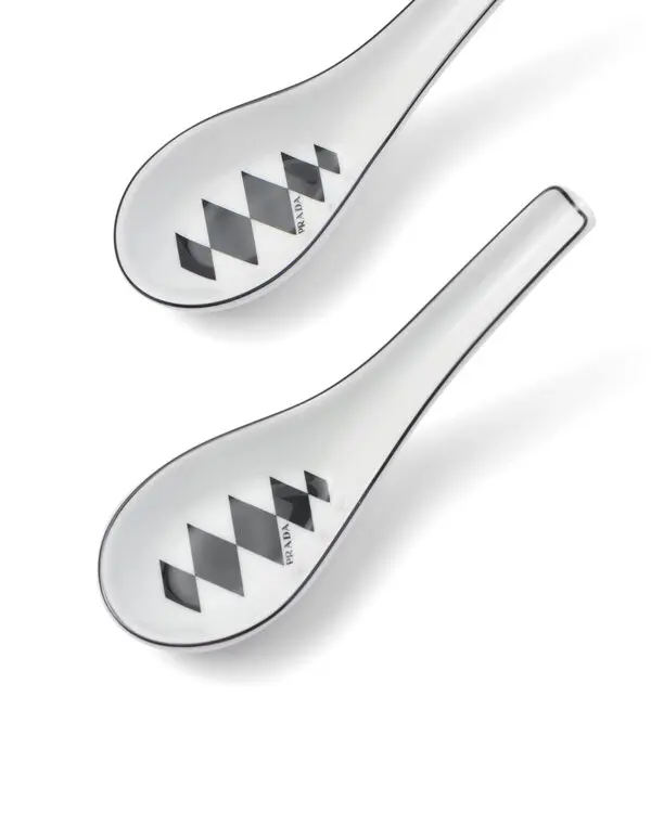 Prada Set Of Two Porcelain Spoons Checkerboard