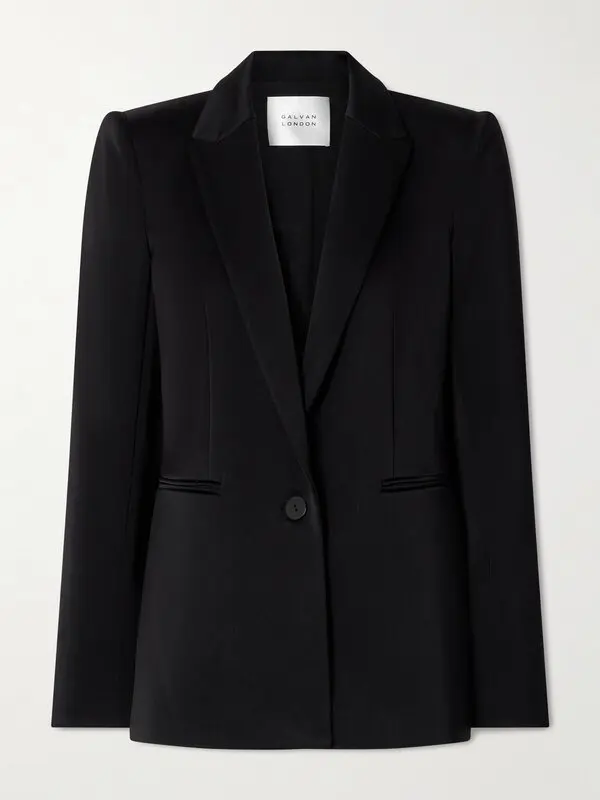 Galvan Sculpted Satin Blazer - Black