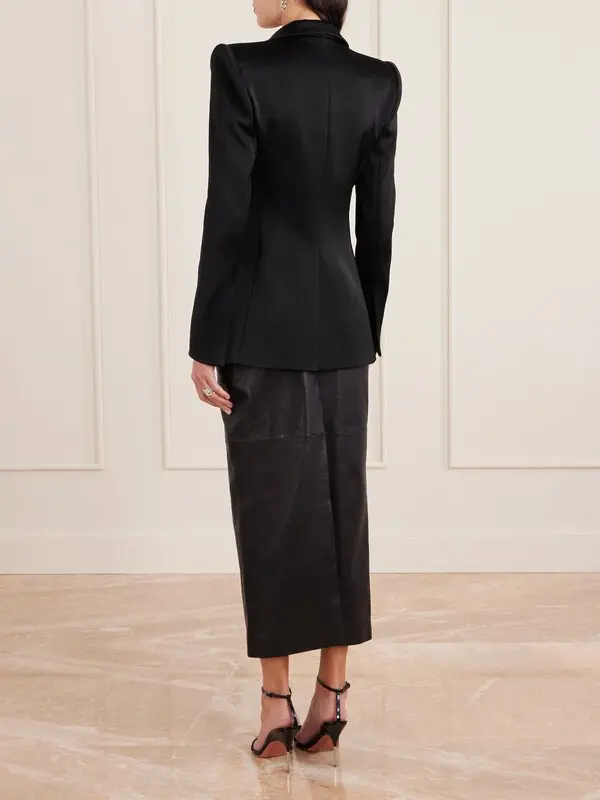 Galvan Sculpted Satin Blazer - Black