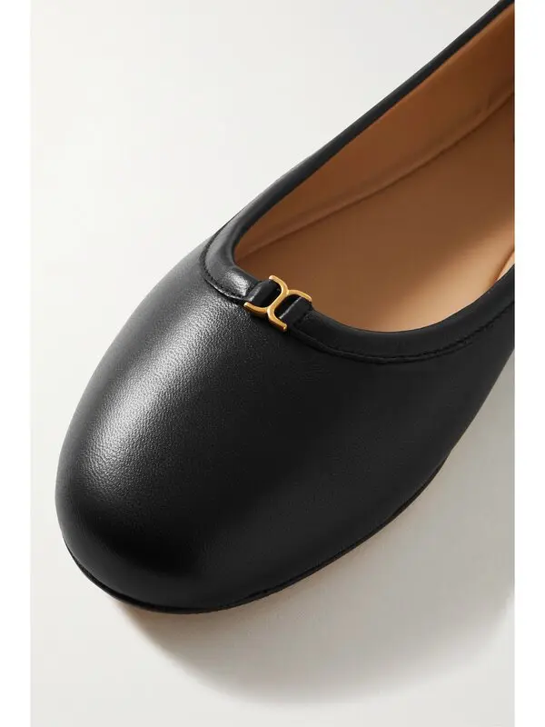 Chloé Net Sustain Marcie Embellished Leather Ballet Flats - Black