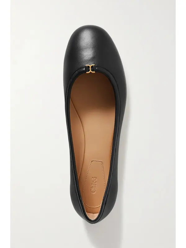 Chloé Net Sustain Marcie Embellished Leather Ballet Flats - Black