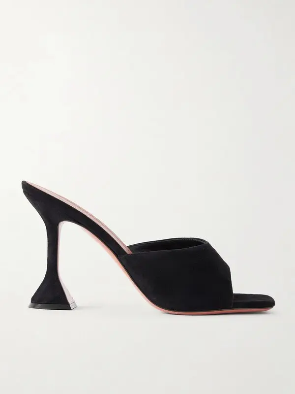 Amina Muaddi Lupita Suede Mules - Black
