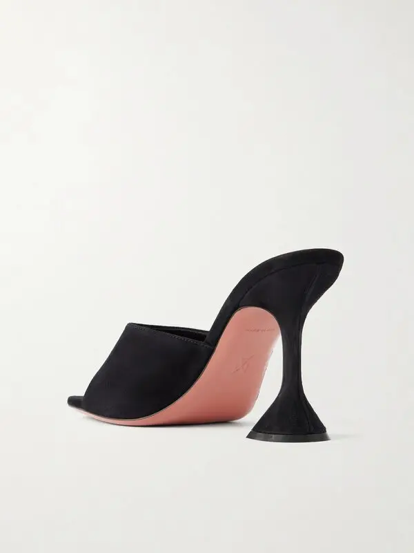 Amina Muaddi Lupita Suede Mules - Black