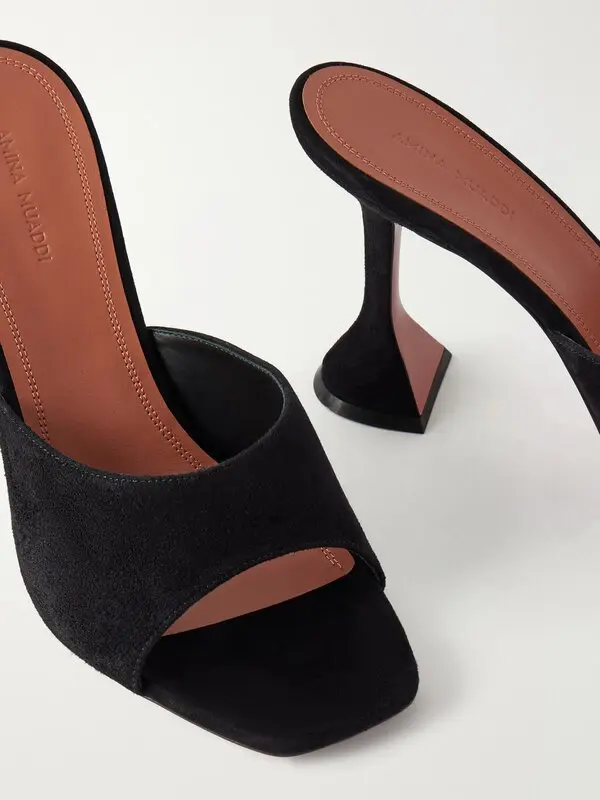 Amina Muaddi Lupita Suede Mules - Black