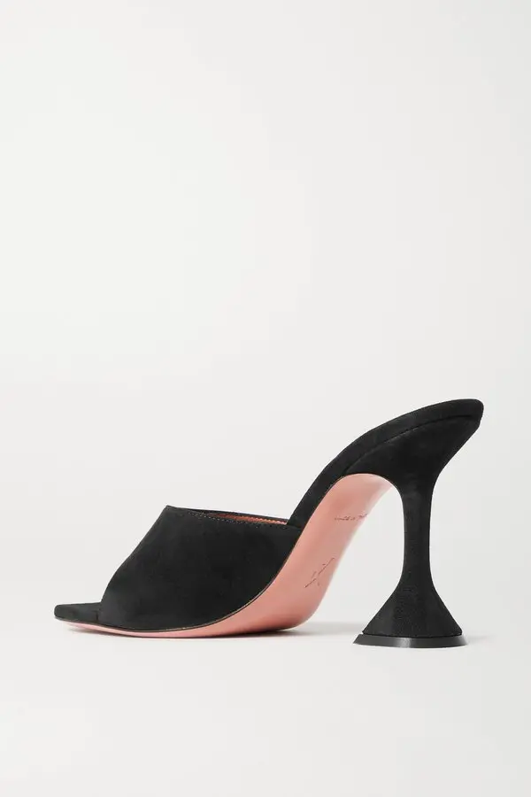 Amina Muaddi Lupita Suede Mules - Black