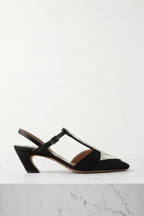 Chloé Oli Crystal-embellished Satin Point-toe Pumps