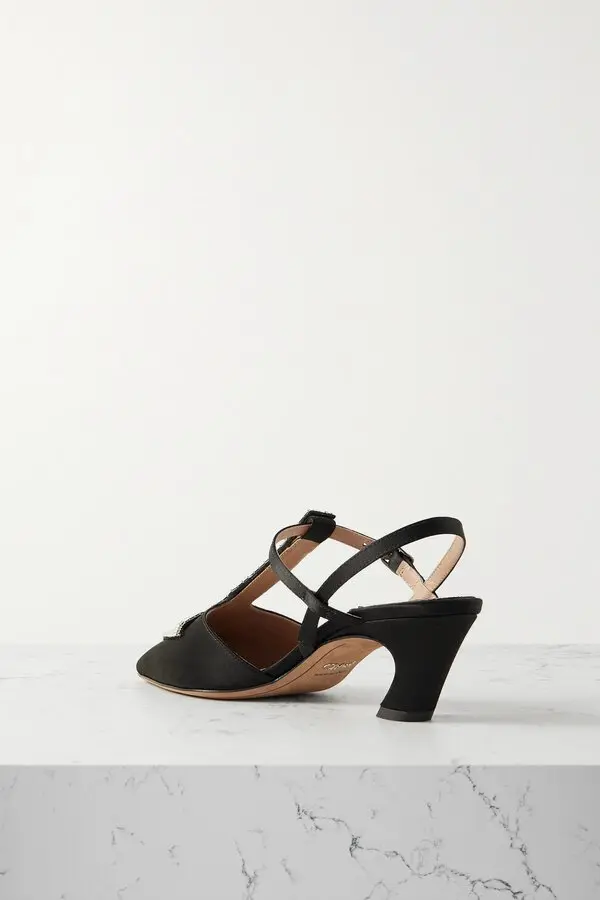 Chloé Oli Crystal-embellished Satin Point-toe Pumps