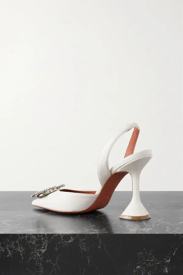 Amina Muaddi Begum Swarovski Crystal-embellished Leather Slingback Pumps