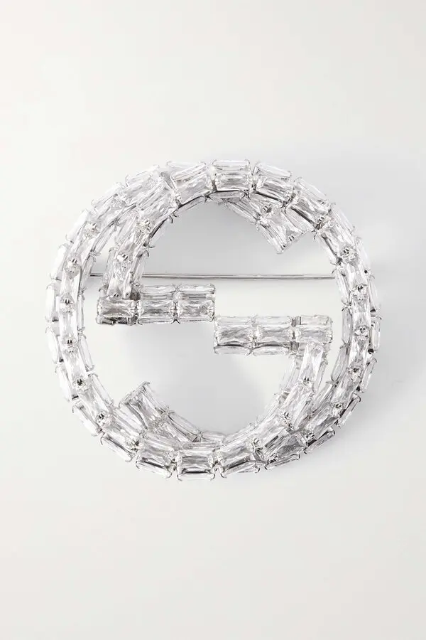 Gucci Interlocking G -tone Crystal Brooch