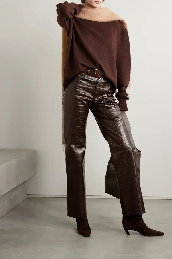Croc Effect Leather Croc Trousers The Frankie Shop Bonnie Croc