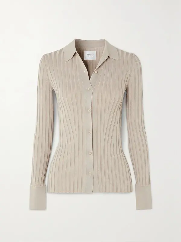 Galvan Rhea Metallic Ribbed-knit Shirt
