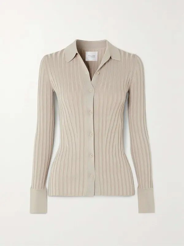 Galvan Rhea Metallic Ribbed-knit Shirt