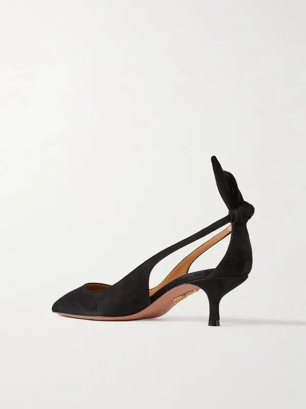 AQUAZZURA Bow Tie 50 Suede Pumps - Black