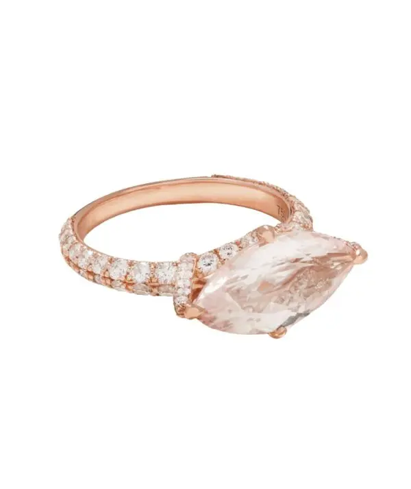 DIANE KORDAS 18-karat Rose Morganite And Diamond Pinky Ring - Gold