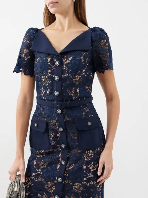 chinese dress ladies Self-Portrait - Pink Guipure Lace Midi Dress