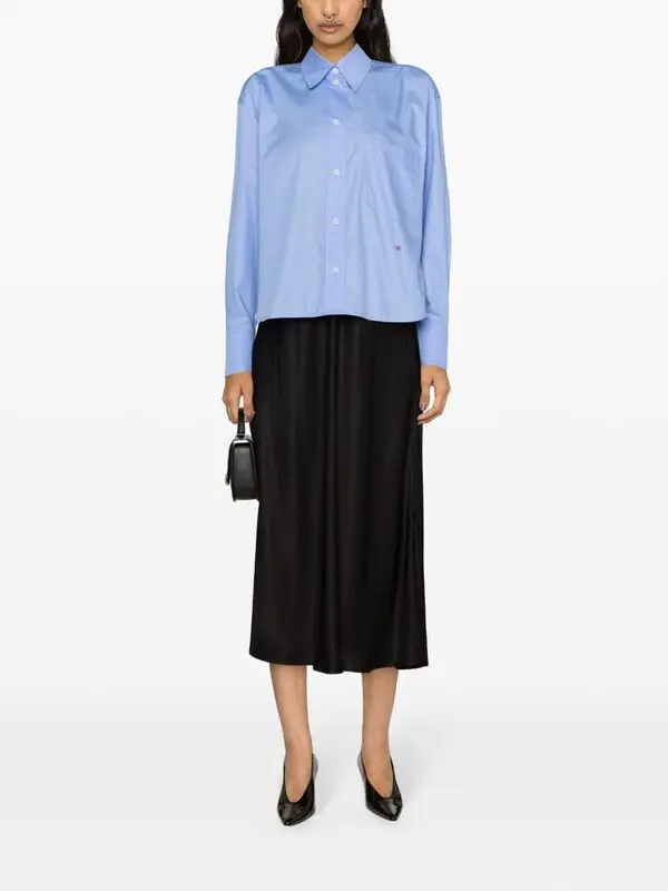 Victoria Beckham Logo-embroidered Cotton Shirt - Blue