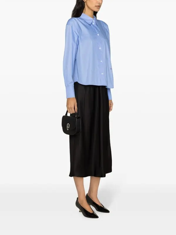 Victoria Beckham Logo-embroidered Cotton Shirt - Blue