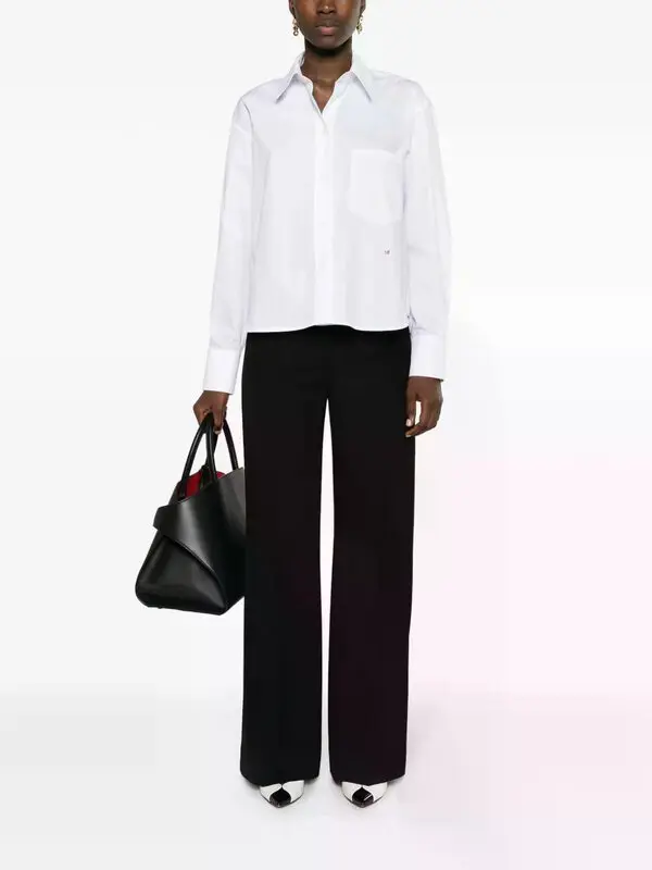 Victoria Beckham Logo-embroidered Poplin Shirt - White