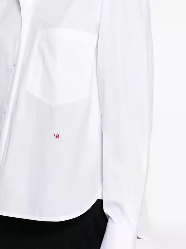 Victoria Beckham Logo-embroidered Poplin Shirt - White