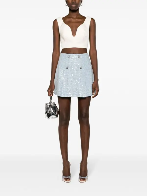 SELF-PORTRAIT High-waist Sequined Bouclé Miniskirt
