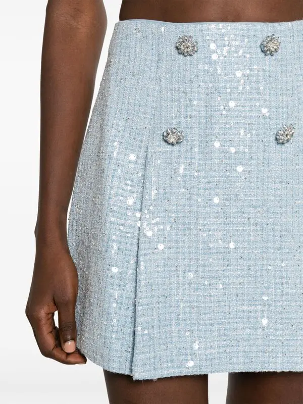 SELF-PORTRAIT High-waist Sequined Bouclé Miniskirt