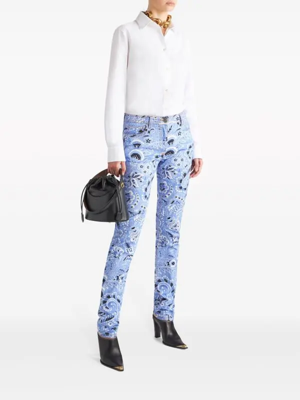 Etro Bandana-print Skinny Jeans - Blue