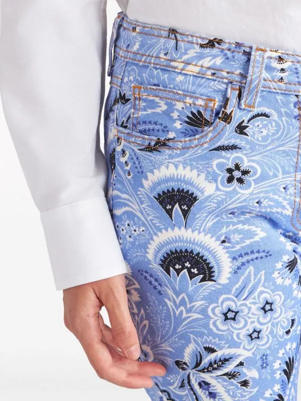 Etro Bandana-print Skinny Jeans - Blue