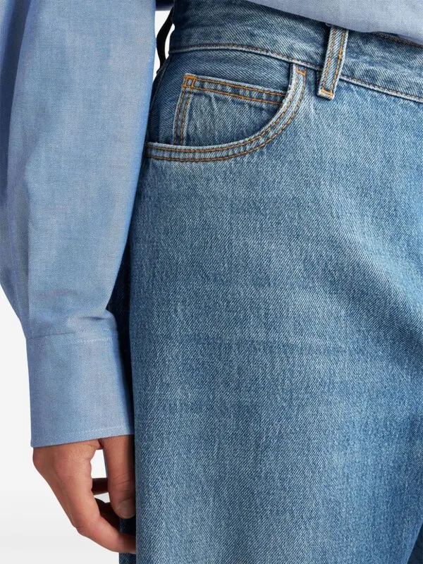 Etro Pegaso Embroidered Wide-leg Jeans - Blue