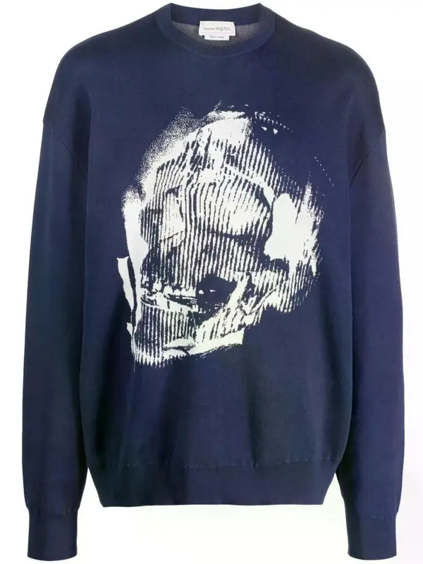 Alexander McQueen Skull Graffiti Jacquard-knit Jumper