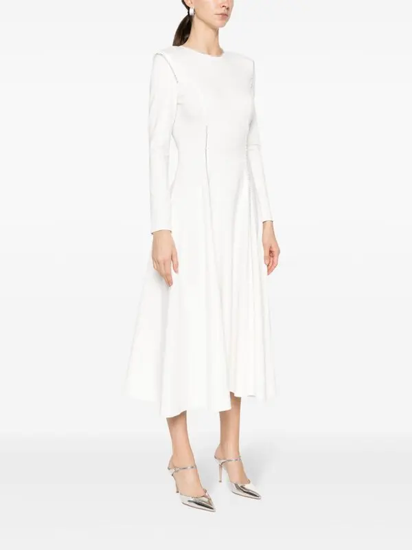 NISSA Rhinestone Embellished Viscose Dress - White