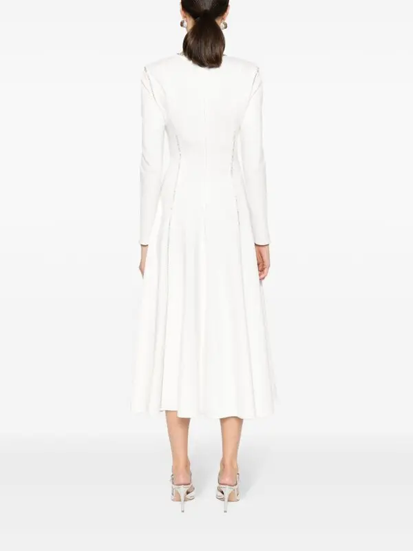 NISSA Rhinestone Embellished Viscose Dress - White
