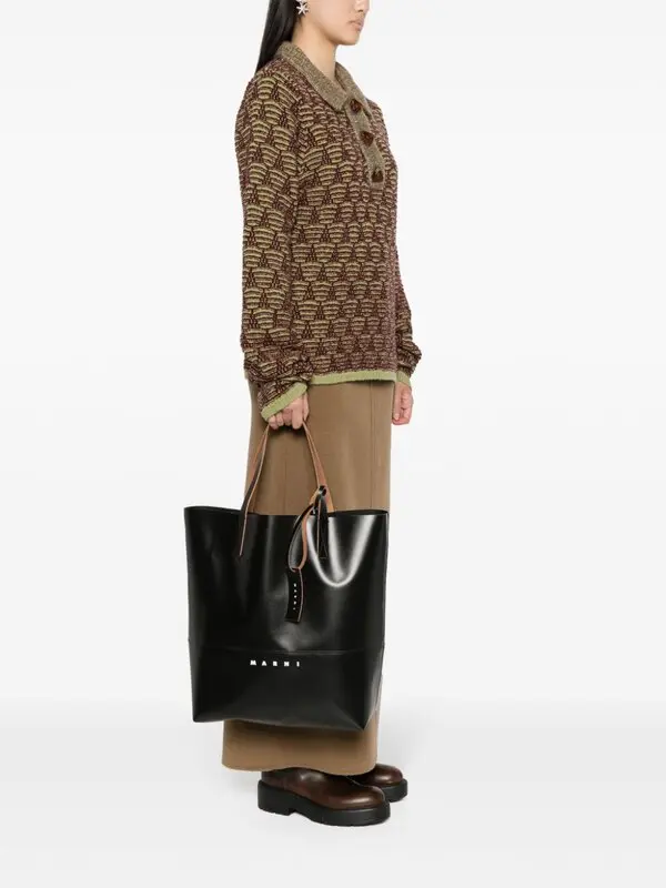 Marni Tribeca Logo-print Faux-leather Tote Bag