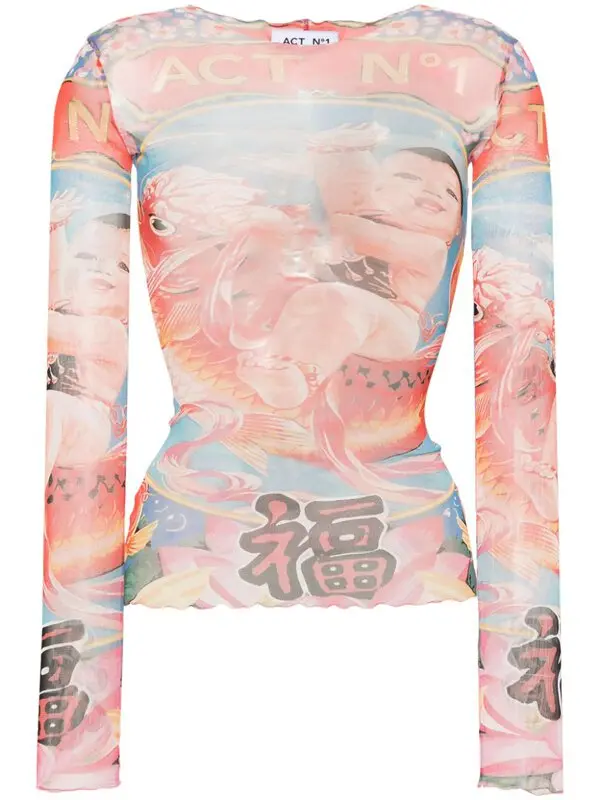 ACT Nº1 Graphic-print Semi-sheer Sweatshirt