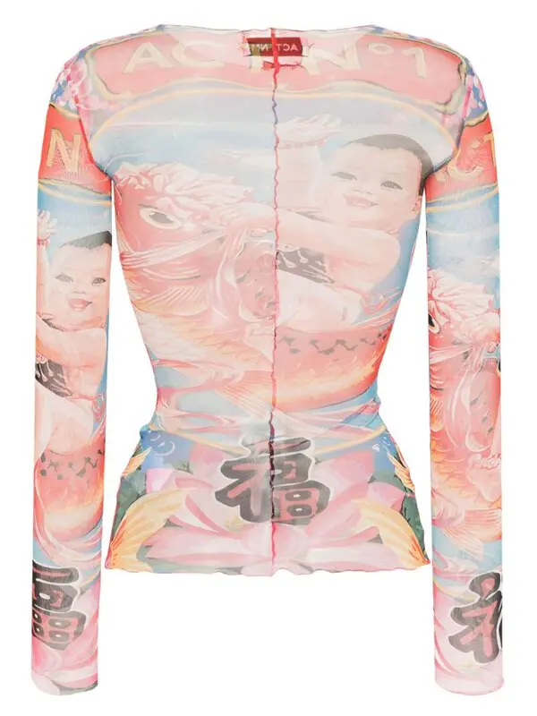 ACT Nº1 Graphic-print Semi-sheer Sweatshirt