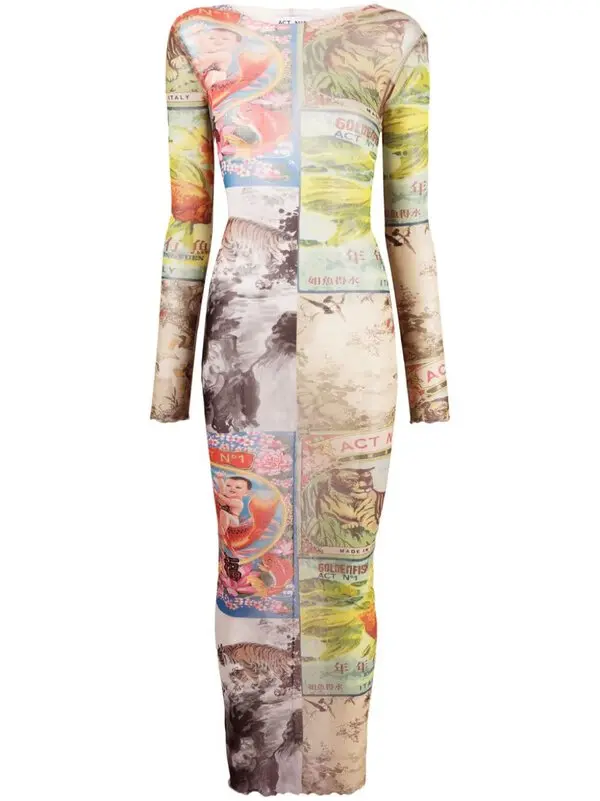 ACT Nº1 Graphic-print Semi-sheer Dress