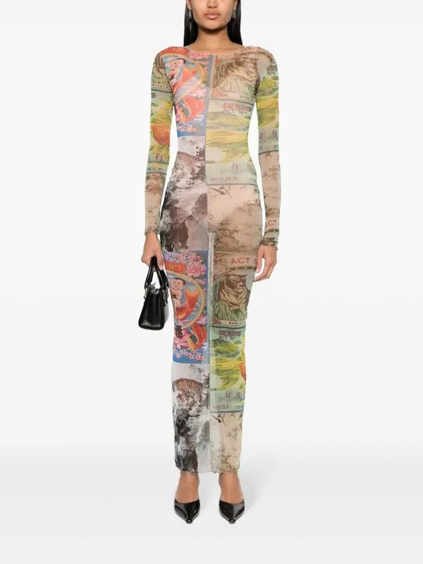 ACT Nº1 Graphic-print Semi-sheer Dress