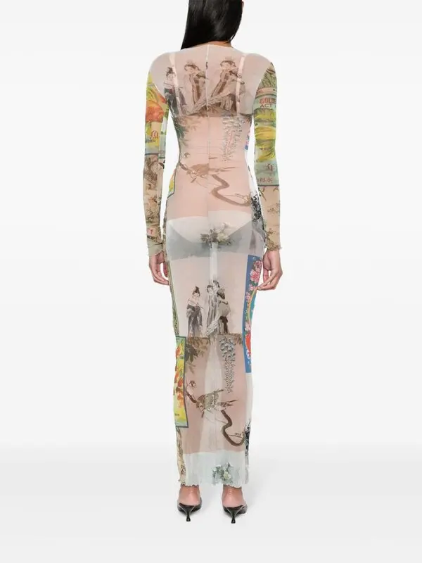 ACT Nº1 Graphic-print Semi-sheer Dress