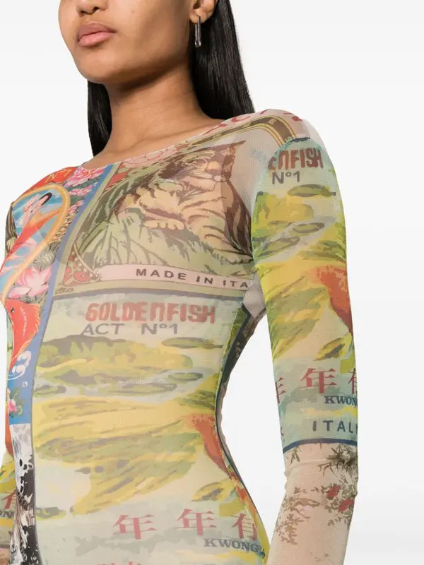ACT Nº1 Graphic-print Semi-sheer Dress