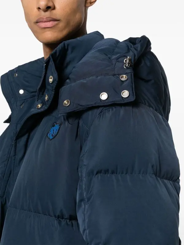 Maison Kitsuné Fox-appliqué Padded Coat - Blue